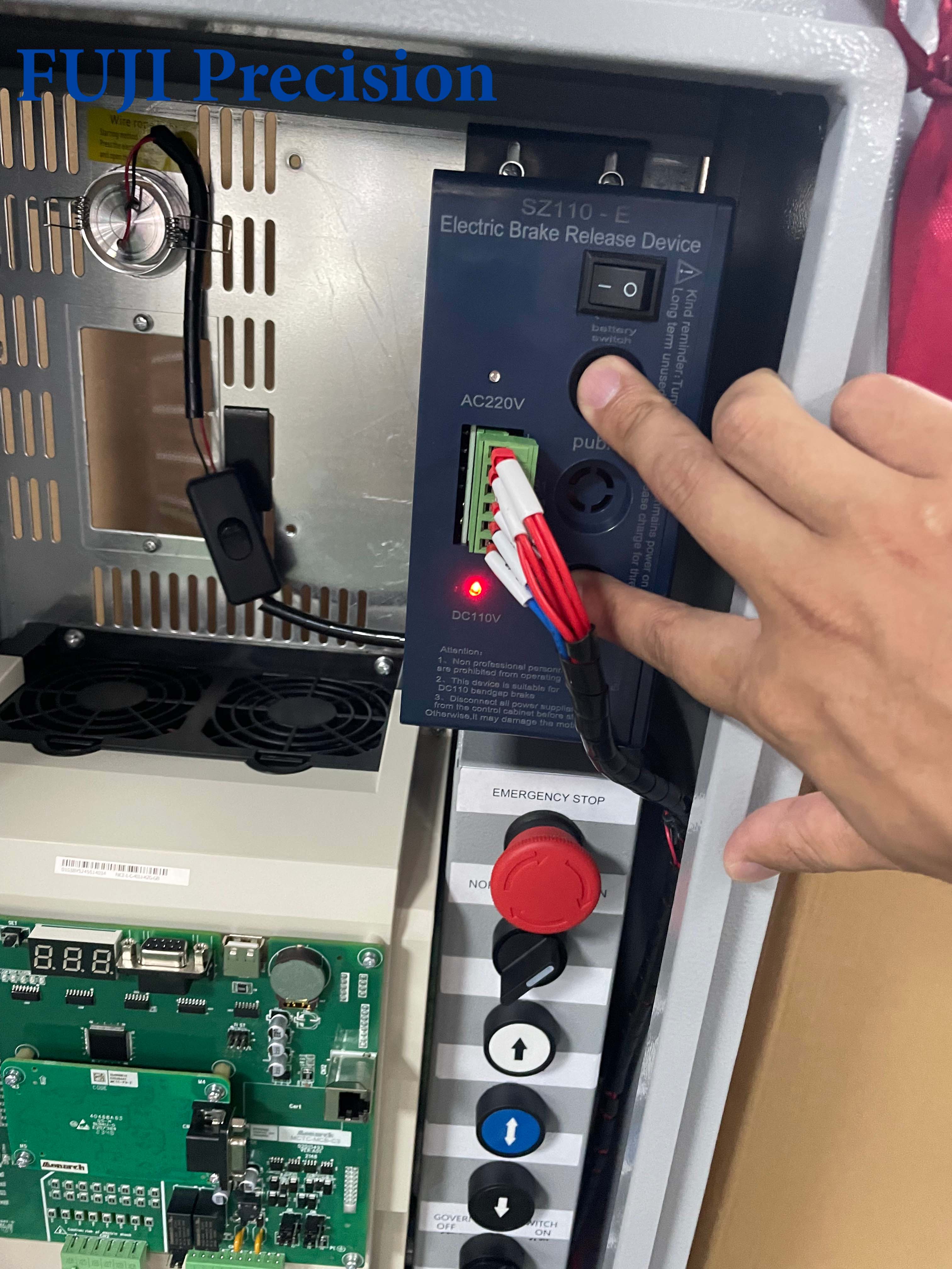 Machine room-less elevator emergency rescue brake release instructions ...